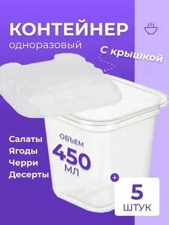Контейнер пластиковый одноразовый для салатов и десертов