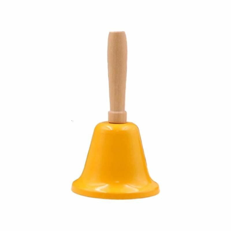 Рождественский колокольчик с деревянной ручкой, Желтый