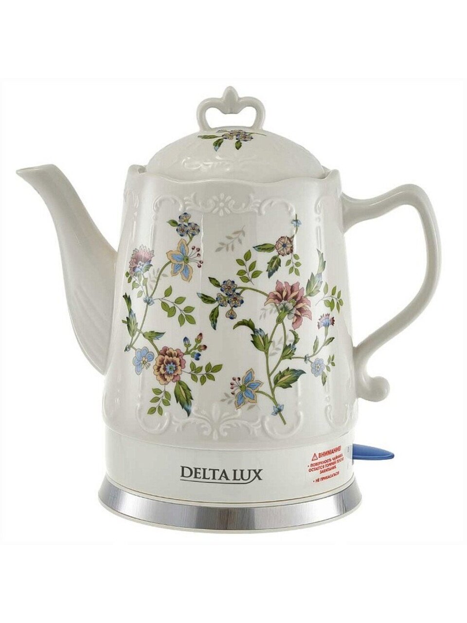 Чайник электрический керамический Delta Lux Цветы DL-1239, 1.5 л, 1.5 кВт