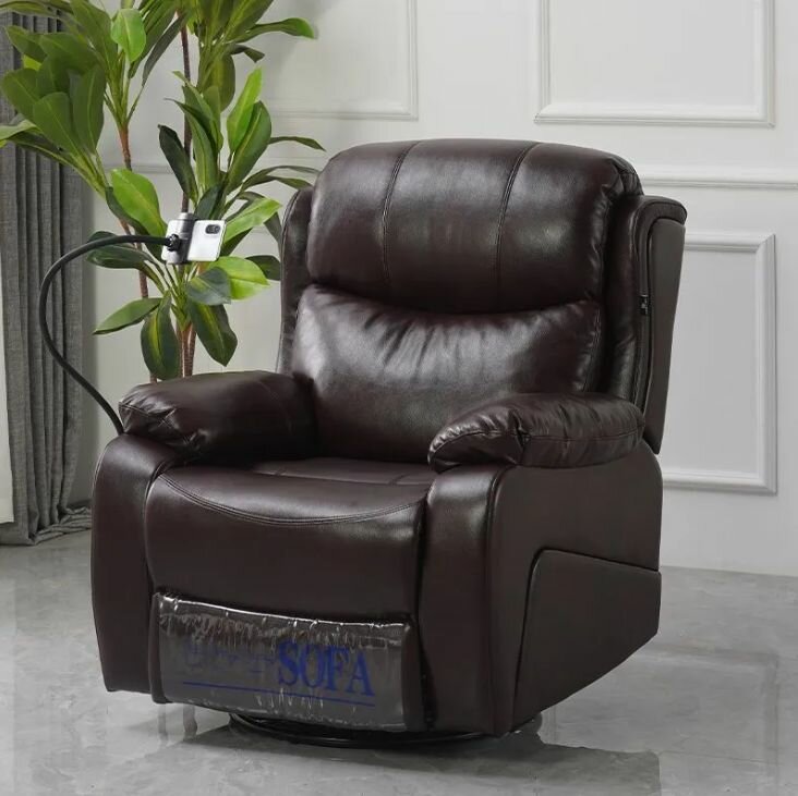 Кресло-реклайнер с качанием и вращением А20 коричневый