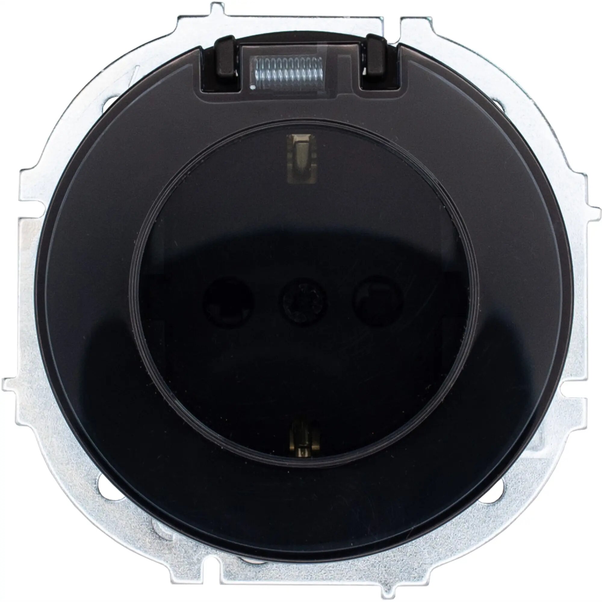 Osen встраиваемая розетка с заземлением и крышкой IP44 черный цвет для скрытой установки