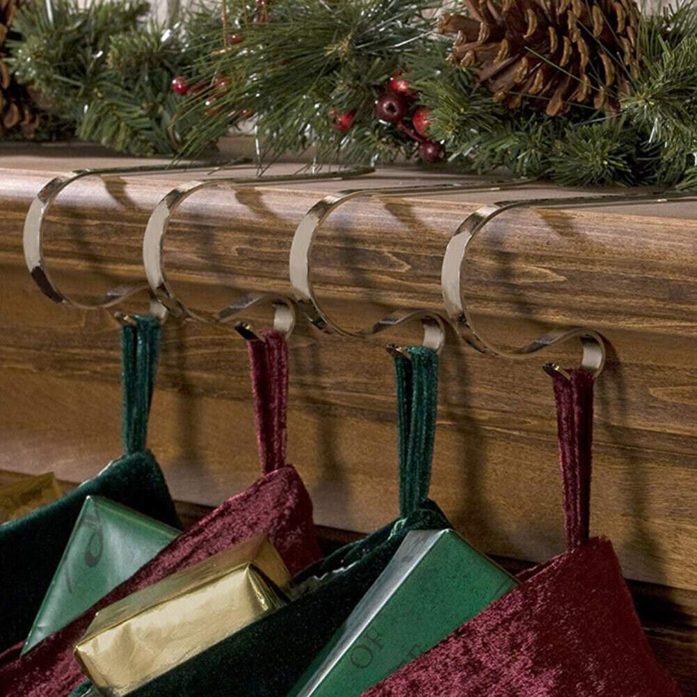 4 шт, рождественский держатель для чулок, вешалка для камина, крючки, регулируемый металлический крючок для чулок для вечеринки, рождественские украшения, принадлежности