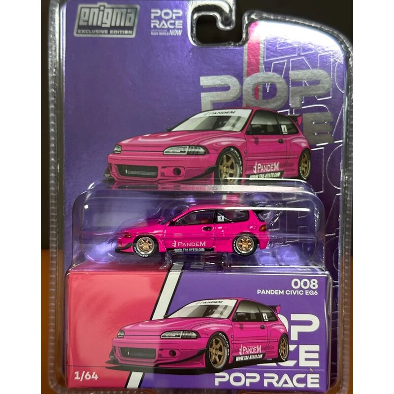 TSM MODEL POP RACE 1:64 Pandem CIVIC EG6 MK5 Розовая модель автомобиля