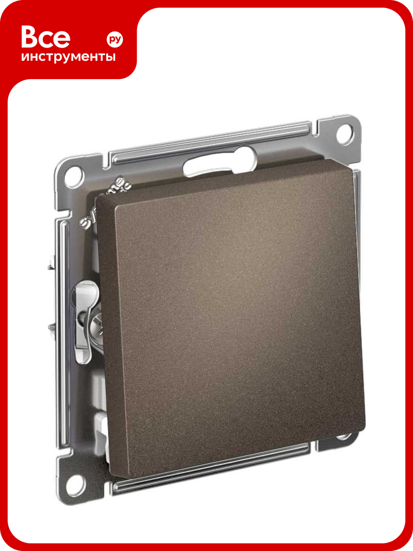 Выключатель Systeme Electric ATLASDESIGN с самовозвратом, сх.1, 10АХ, мех, быстрозажим. клем, мокко