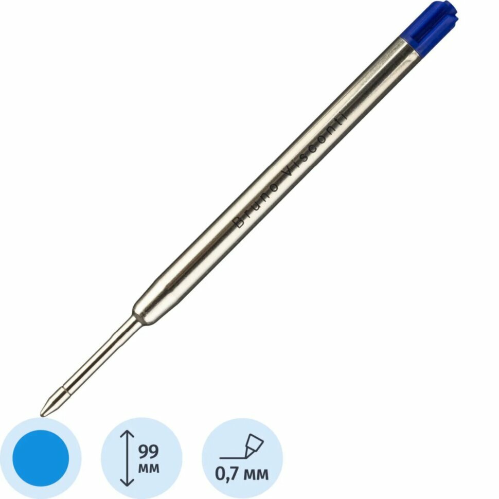 Стержень шариковый 99мм BrunoVisconti синий 1,0мм 23-0037, 1555107