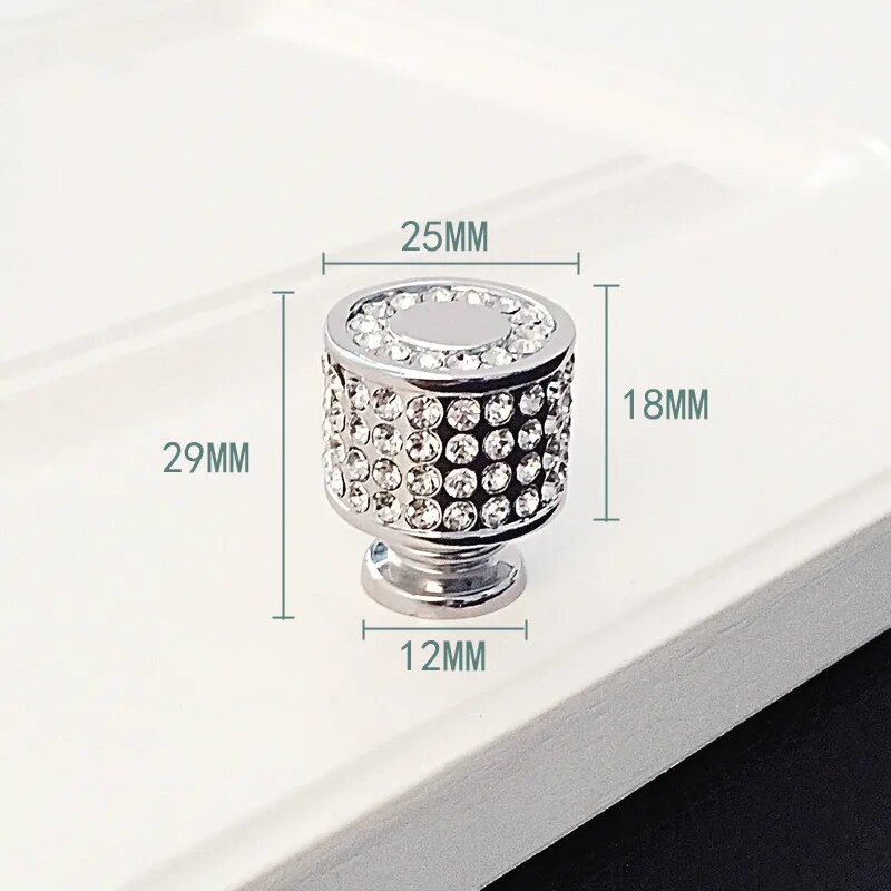 Ручка для шкафа Tenchtwo хрустальная золотая Silver crystal pull