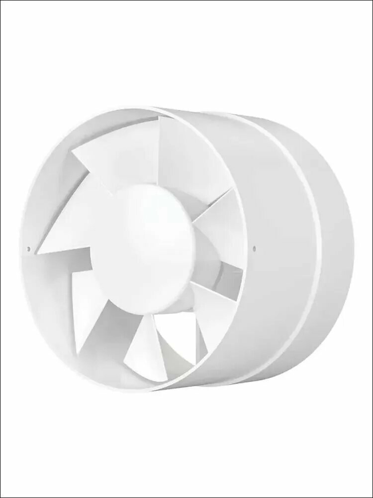 Канальный вентилятор 125 мм 18 Вт для ванной и туалета производительность 190 м3/ч белый