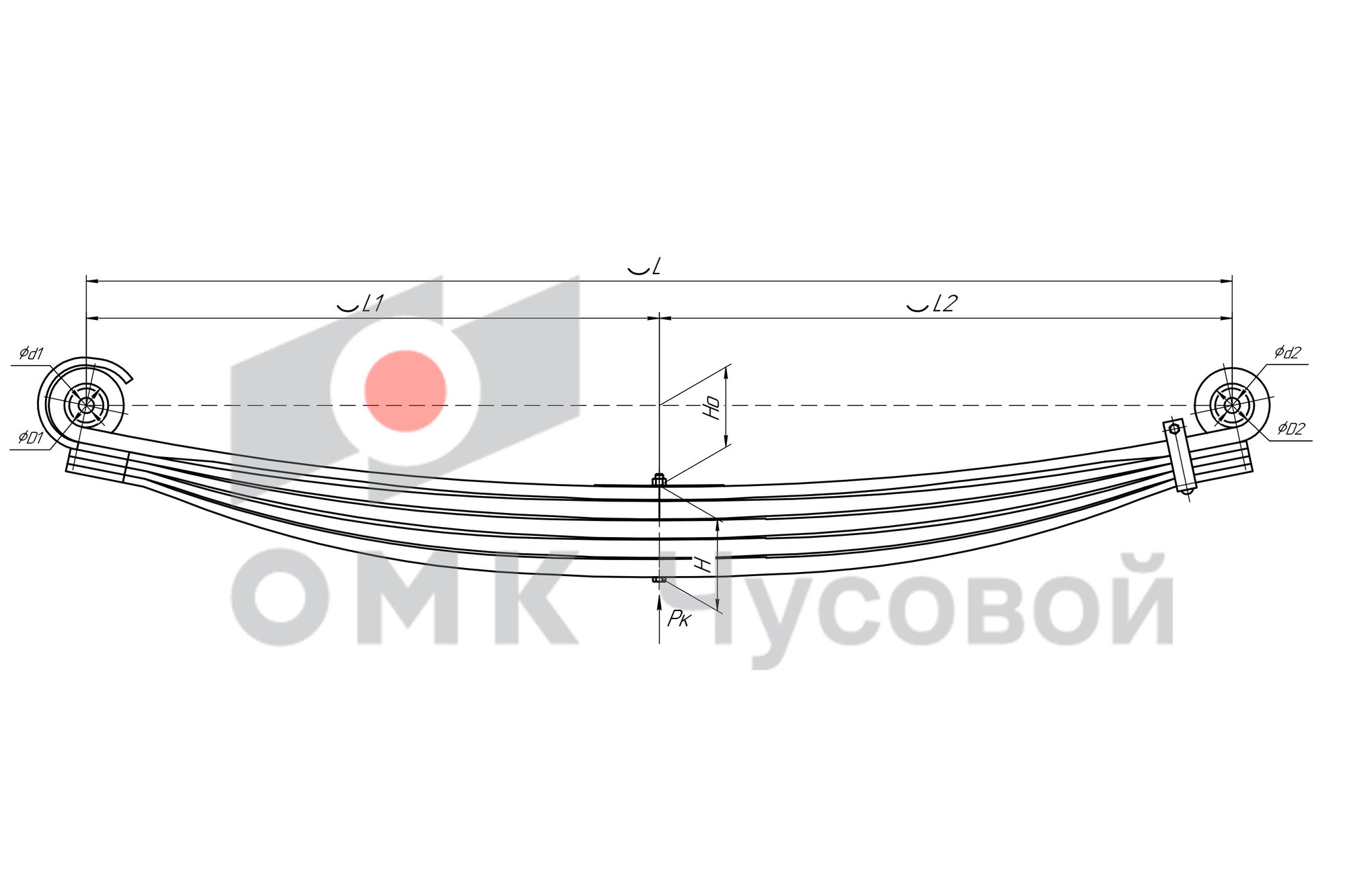 Рессора передняя для грузовиков производства ПАО КамАЗ 63934 5 листов