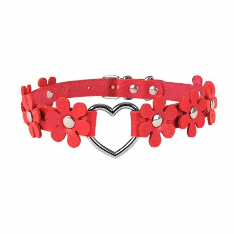 Кожаный ошейник SM collar кожаный цветочный ошейник-красный