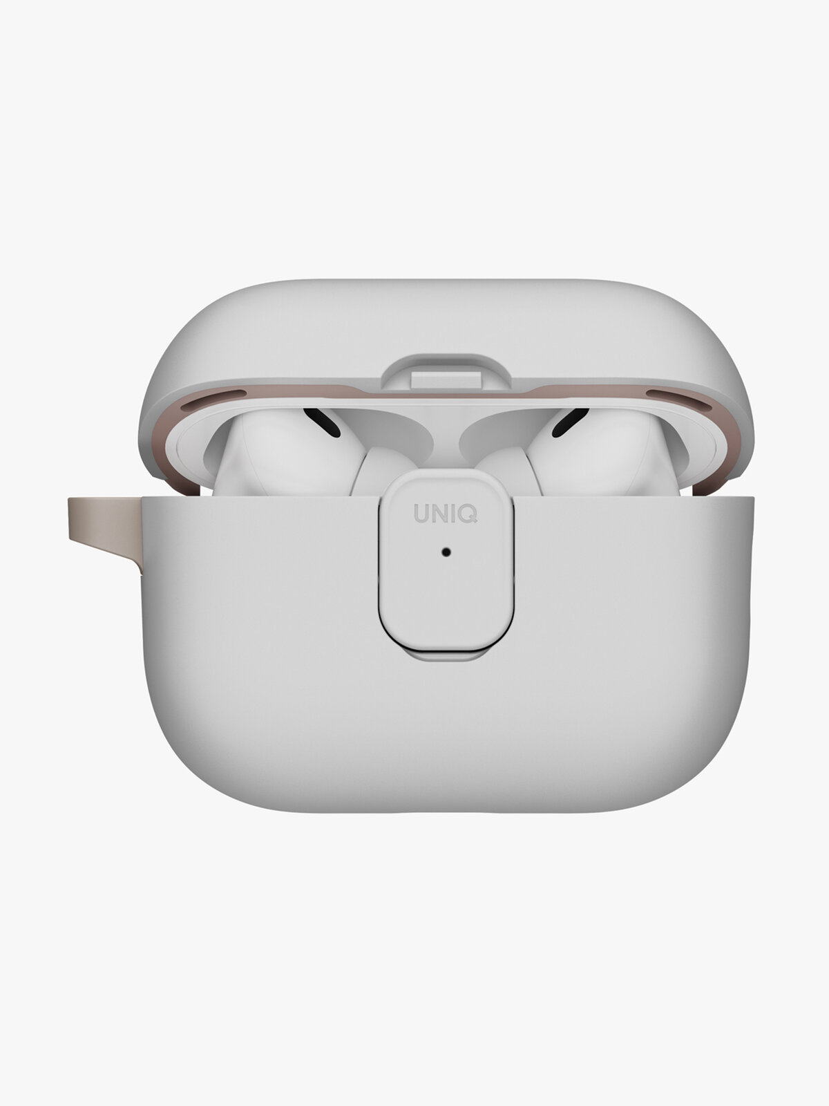 Чехол Uniq для Airpods Pro 3, CLYDE с магнитной крышкой на замке, с карабином, серый