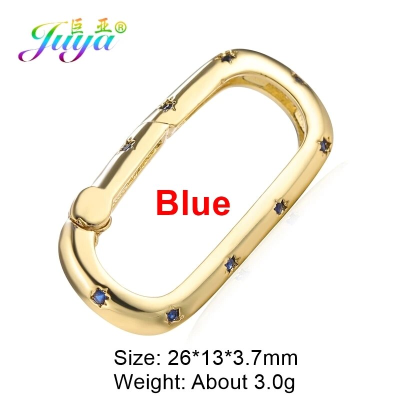 Juya карабин с синими камнями, Gold Blue