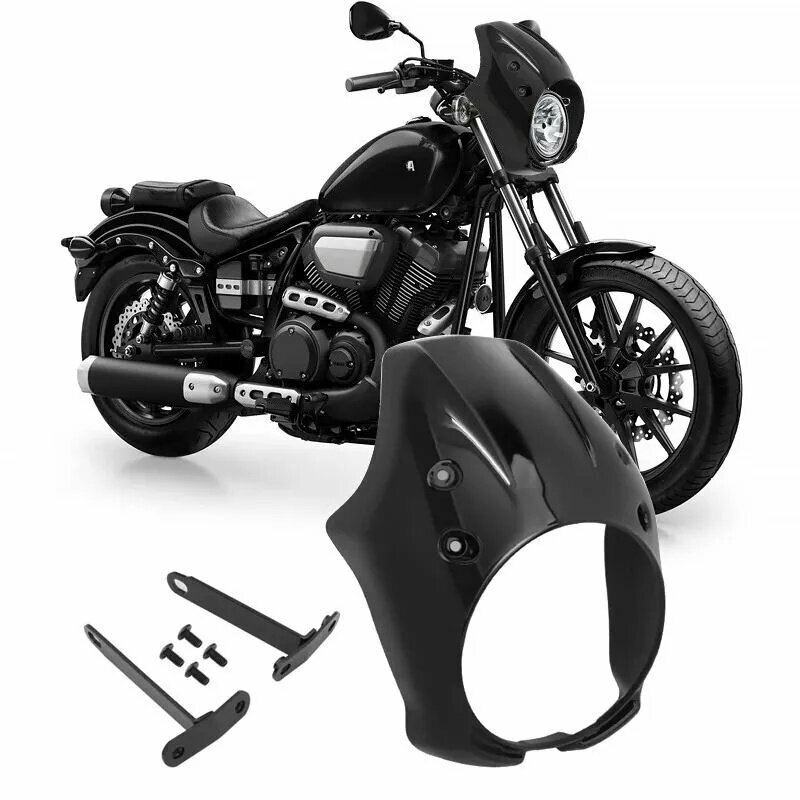 Кожух фары, арт. Мотоциклетная яркая черная передняя маска-обтекатель фары для Yamaha XVS 950 SPEC BOLT 950 2013-2022, 1 шт.