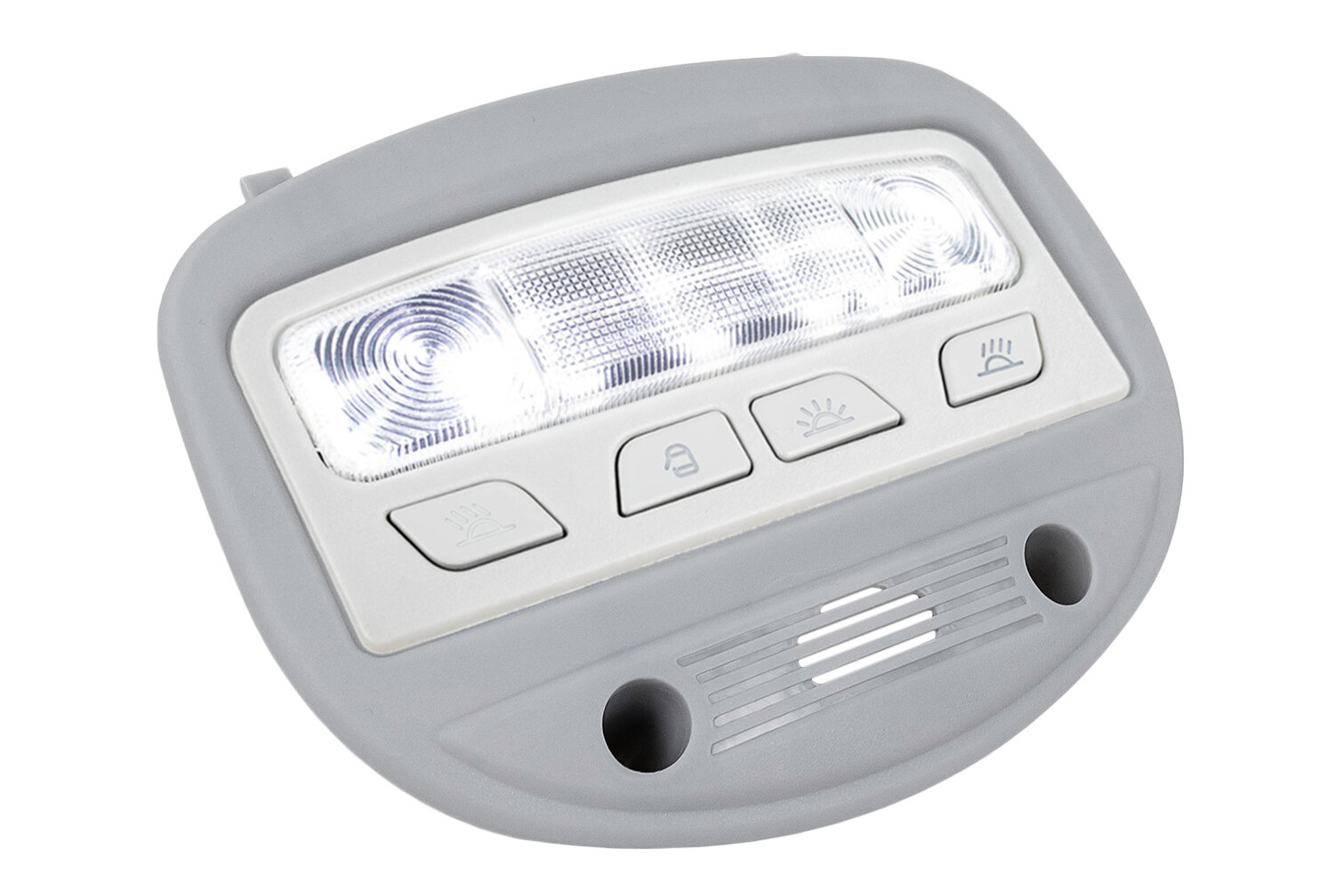 Передний светлый диодный плафон подсветки салона в стиле Весты с большим разъемом и серой рамкой для Лада Калина, Калина 2, Гранта, Гранта FL, Датсун