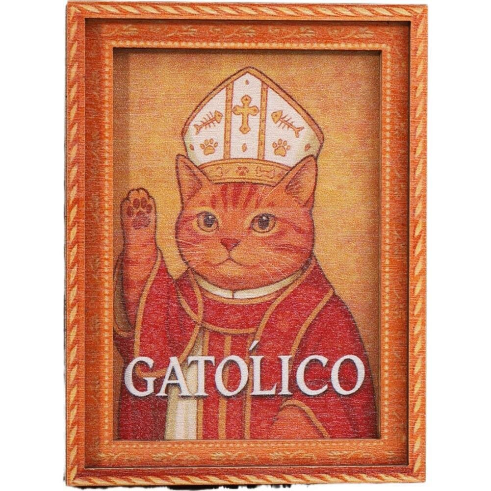 Деревянный магнит на холодильник в виде кошки, оригинальный декор для кухни