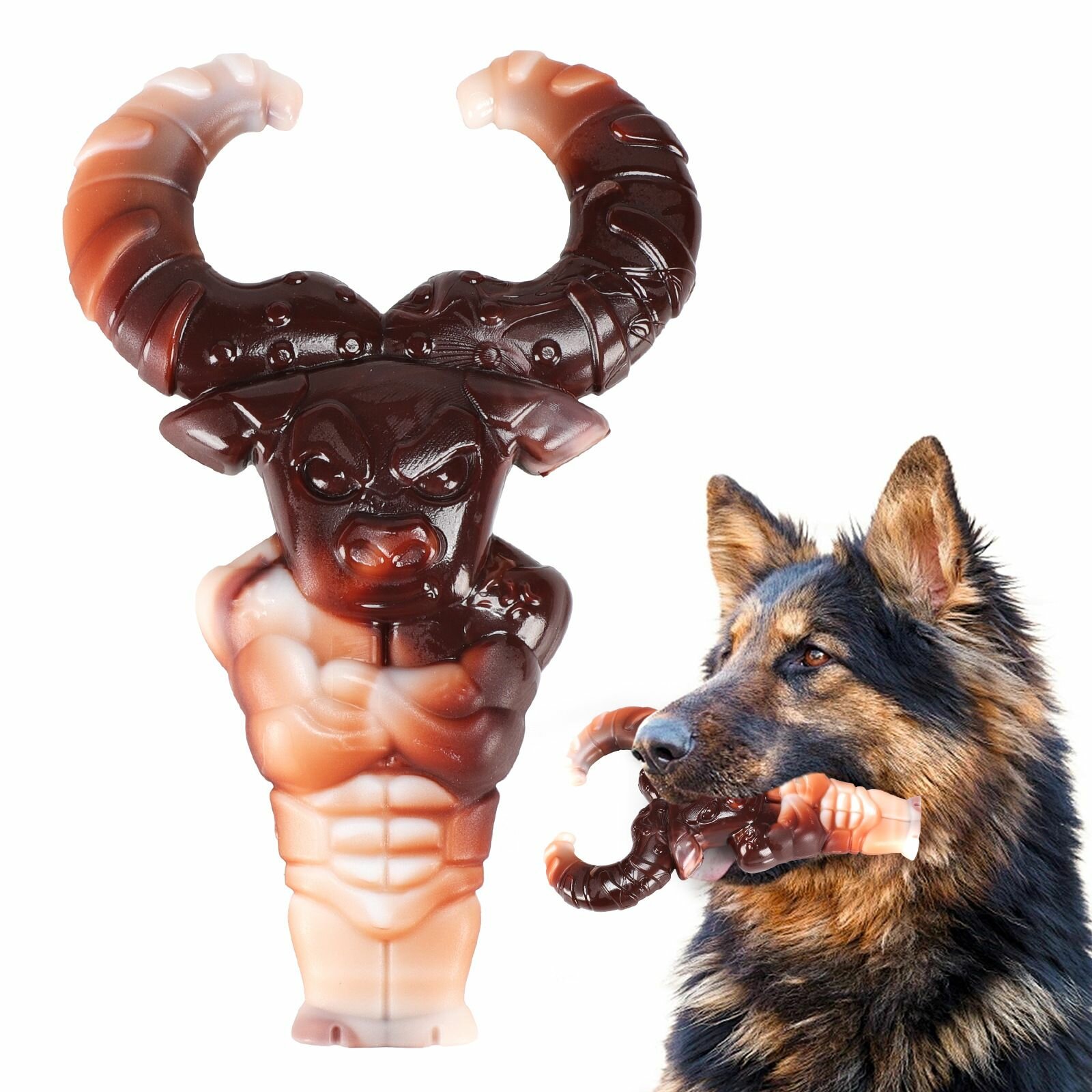 Прочная жевательная игрушка-грызак для собак с ароматом говядины "Буйвол"