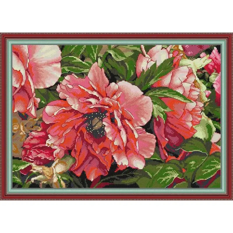 Набор для вышивки крестом Joy Sunday Красные пионы 14CT Printed