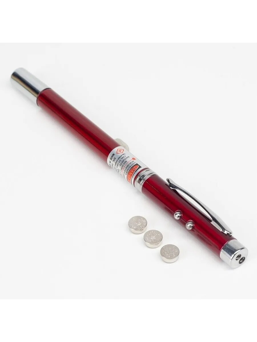 Указка-ручка 3 в 1: красный луч, фонарик, компактная