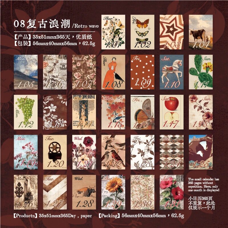 Журнал GO, винтажный мини-календарь, милый календарь на 365 дней, школьные и офисные принадлежности, канцелярские принадлежности, планировщик, расписание, бумага для заметок