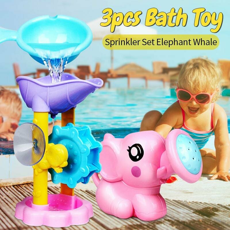 Веселые игры · Мультфильм Новорожденный Брызгалка Водяное колесо Совок Детская игрушка для ванны Лейка Горшок Душ Кит Распылитель Слон