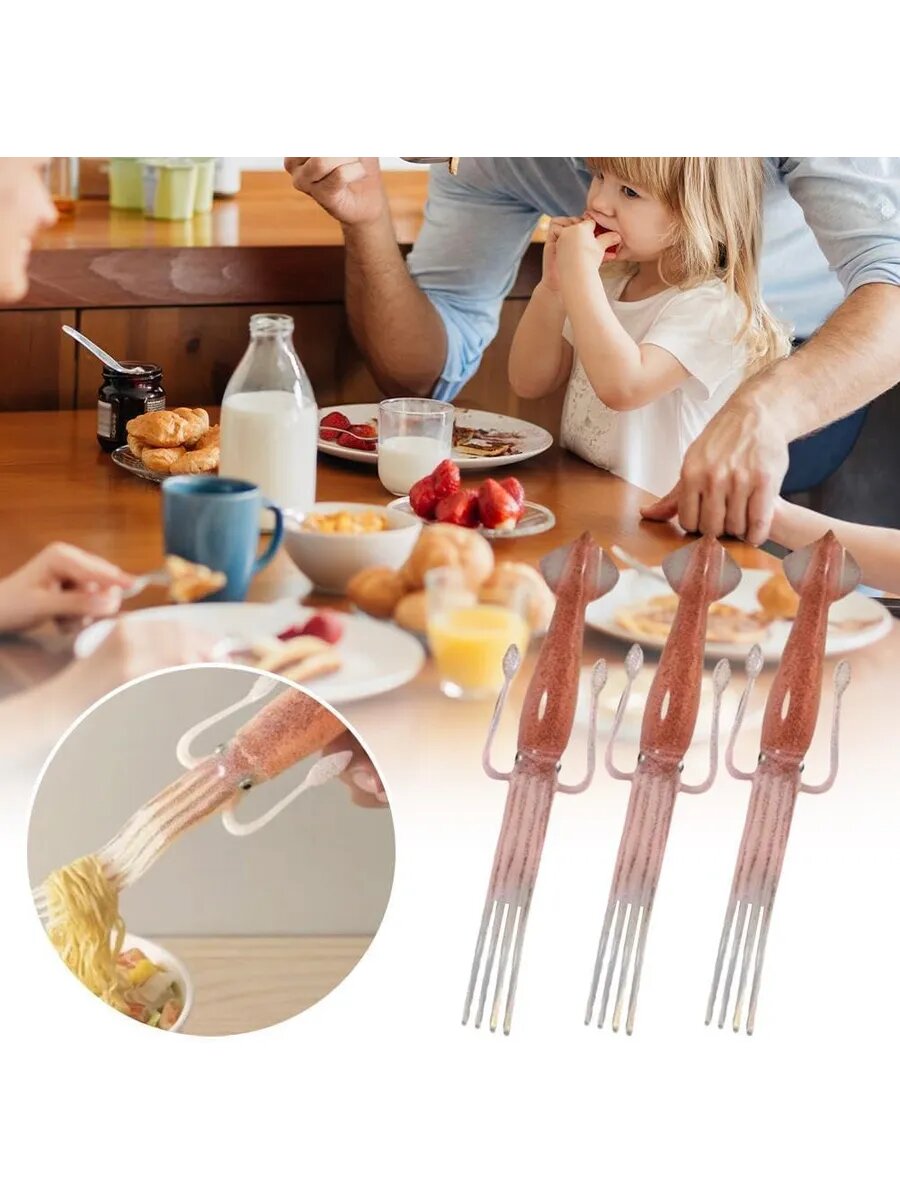 Вилка для пасты 2025 силиконовая термостойкая в форме кальма