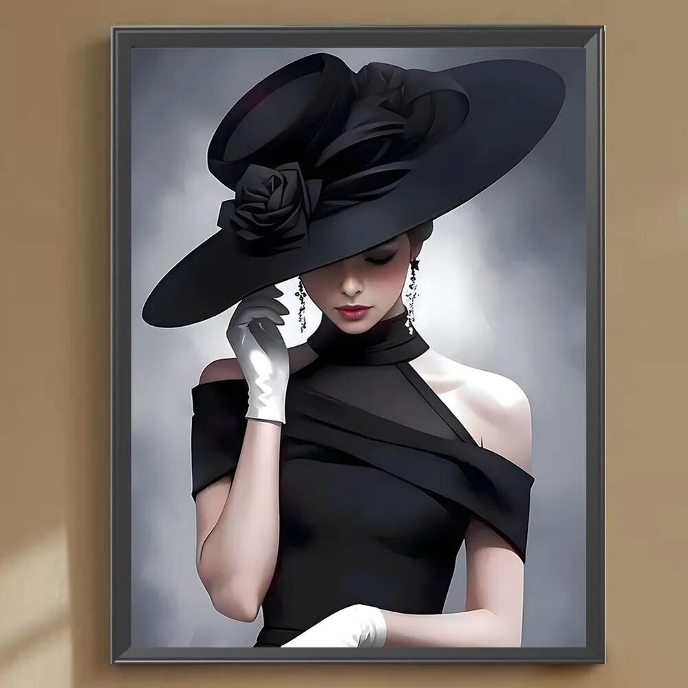 Круглая алмазная картина из смолы с бриллиантами 30*40 см, цилиндр с полным бриллиантом, серия леди и женских персонажей