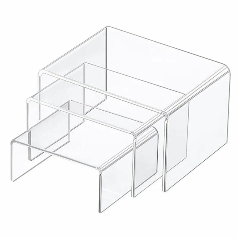 Акриловые подставки для дисплеев, набор из 3 ярусных подставок среднего и низкого профиля для демонстрации десертов, розничной торговли и украшения дома
