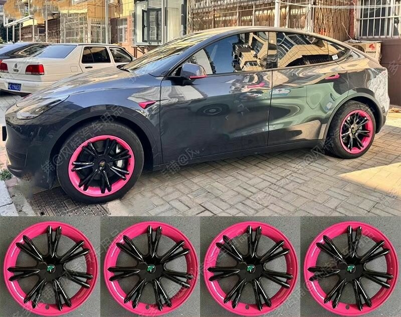 Tesla автомобиль колпаки 19 дюймов *4 розовый