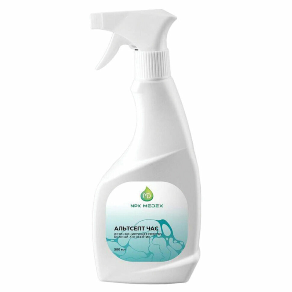 Антисептик для рук и поверхностей спиртовой (60%) с распылителем 500 мл, альтсепт ЧАС, дезинфицирующий, жидкость, 701545