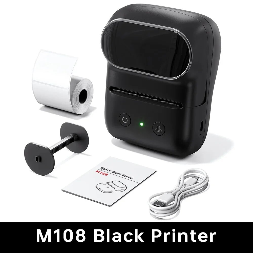Принтер этикеток M108, термобеспроводной Bluetooth-принтер для изготовления этикеток, 50 мм, печать этикеток, аналогично как Phomemo M110 B1 B21 для домашней школы Blcak Printer