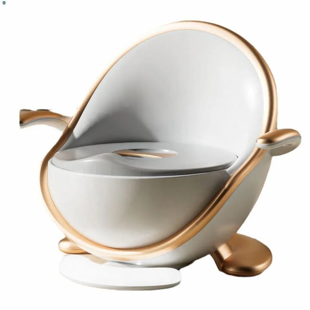 Горшок детский с мягким сиденьем в виде унитаза с крышкой, высокой спинкой, защитой от брызг золотойHHGF