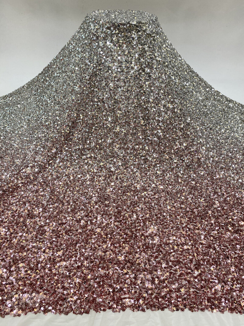 Новая пенная вышивка, растягивающаяся сетка 5 мм, градиентная двухцветная вышивка с пайетками, женская блузка, вечернее платье, модная ткань с бисером