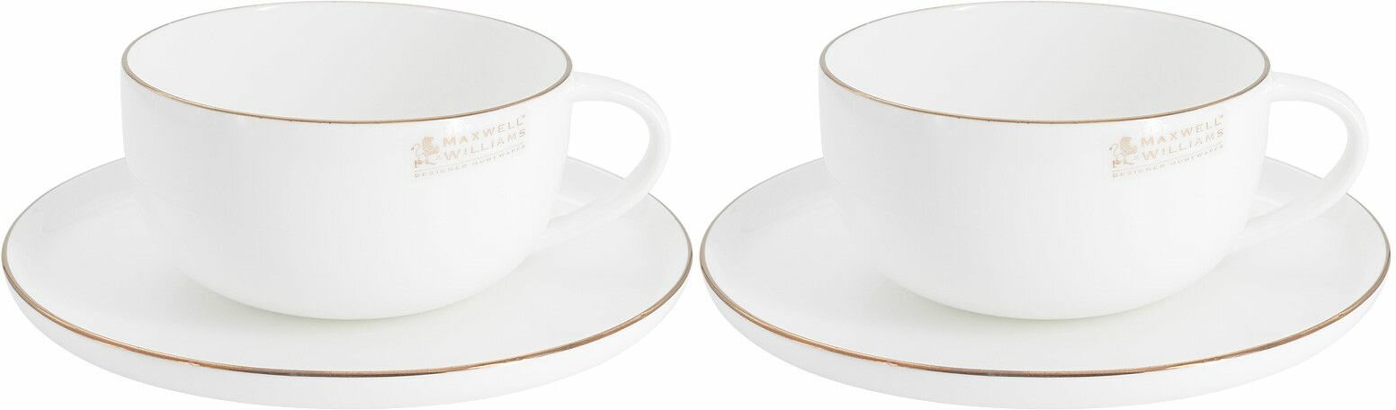 Чайный набор на 2 персоны Maxwell & Williams Кашемир Голд, сервиз 4 предмета: 2 шт чашки 300 мл и блюдца из фарфора, подарочный