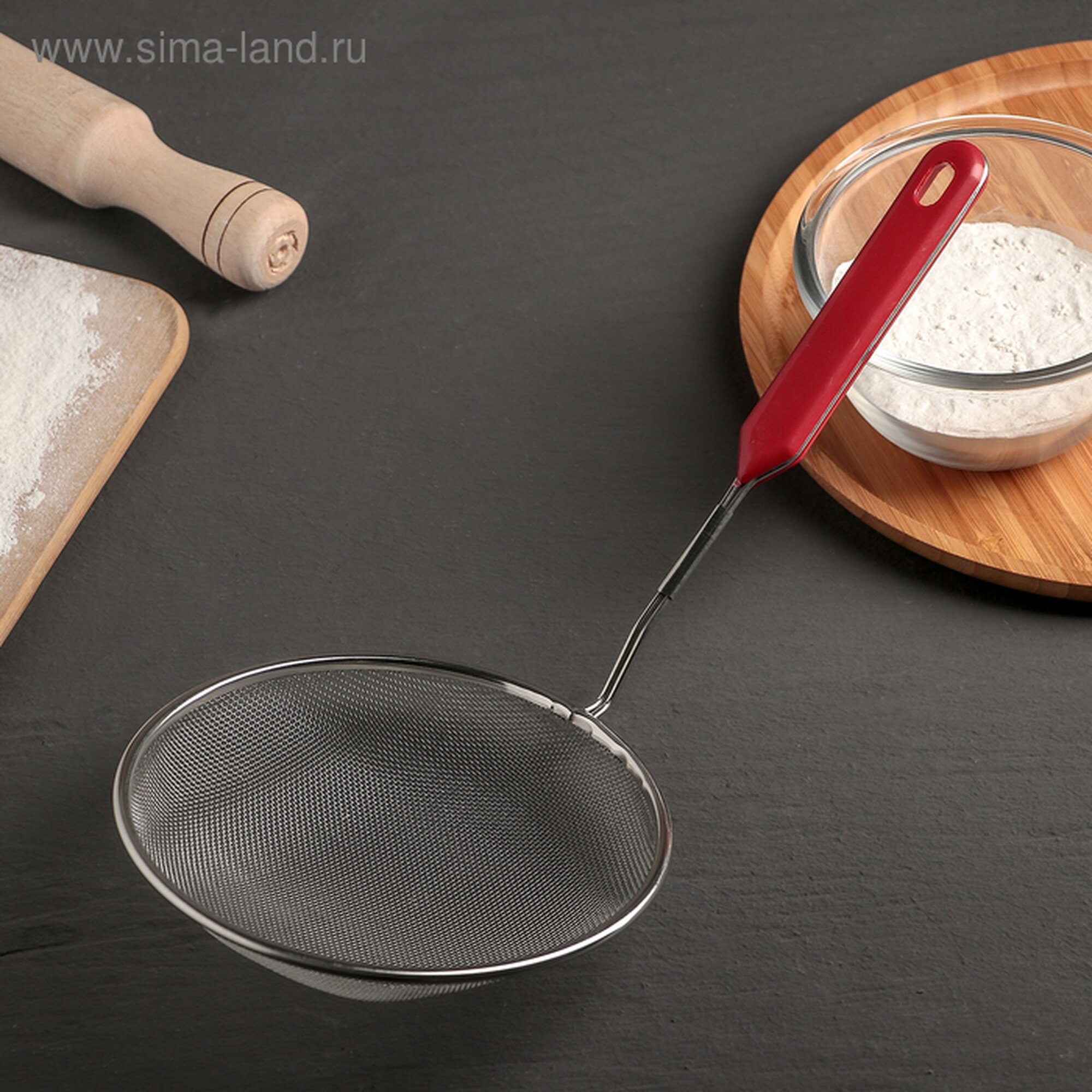 Сито Доляна "Изыск", нержавеющая сталь, красное, серебристое, диаметр 16см