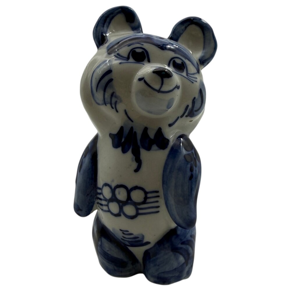 Фарфоровая статуэтка "Олимпийский Мишка", 1978-1982 гг, Гжель, СССР