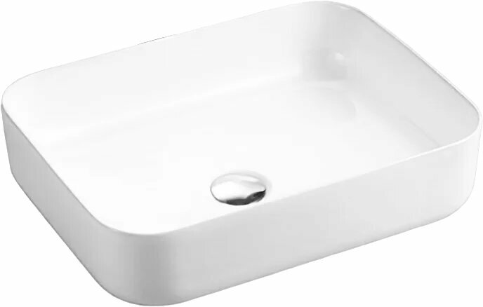 Накладная раковина Weltwasser WW Elbach 2195 50 фаянсовая, без отверстия под смеситель, раковина для ванной, 50 см, прямоугольная, белая