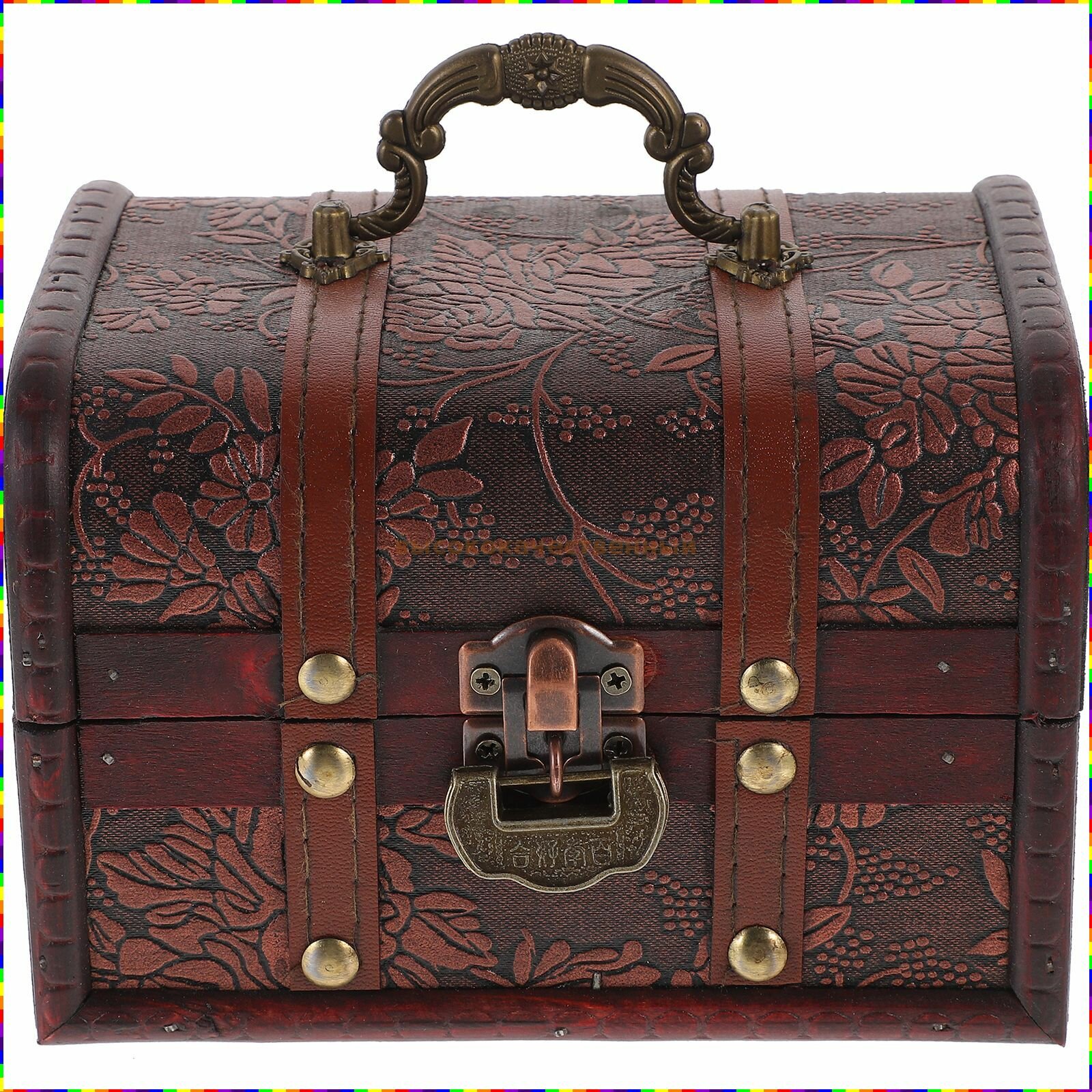 Деревянный сундук среднего размера с замком для хранения украшений в пиратском стиле