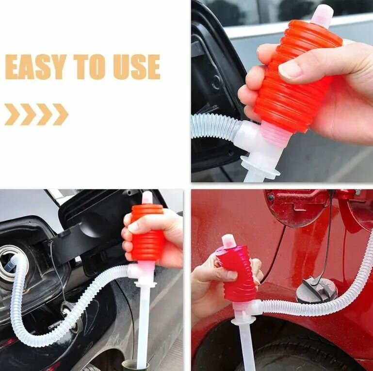 Ручной насос из пластика для слива топлива и воды из бака автомобиля, 2 предмета