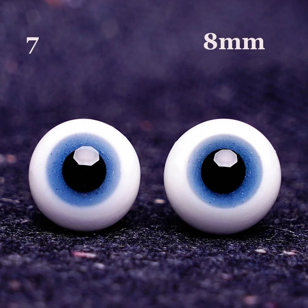 Стеклянные глаза для кукол BJD, Белый, 8mm-07, 1 пара