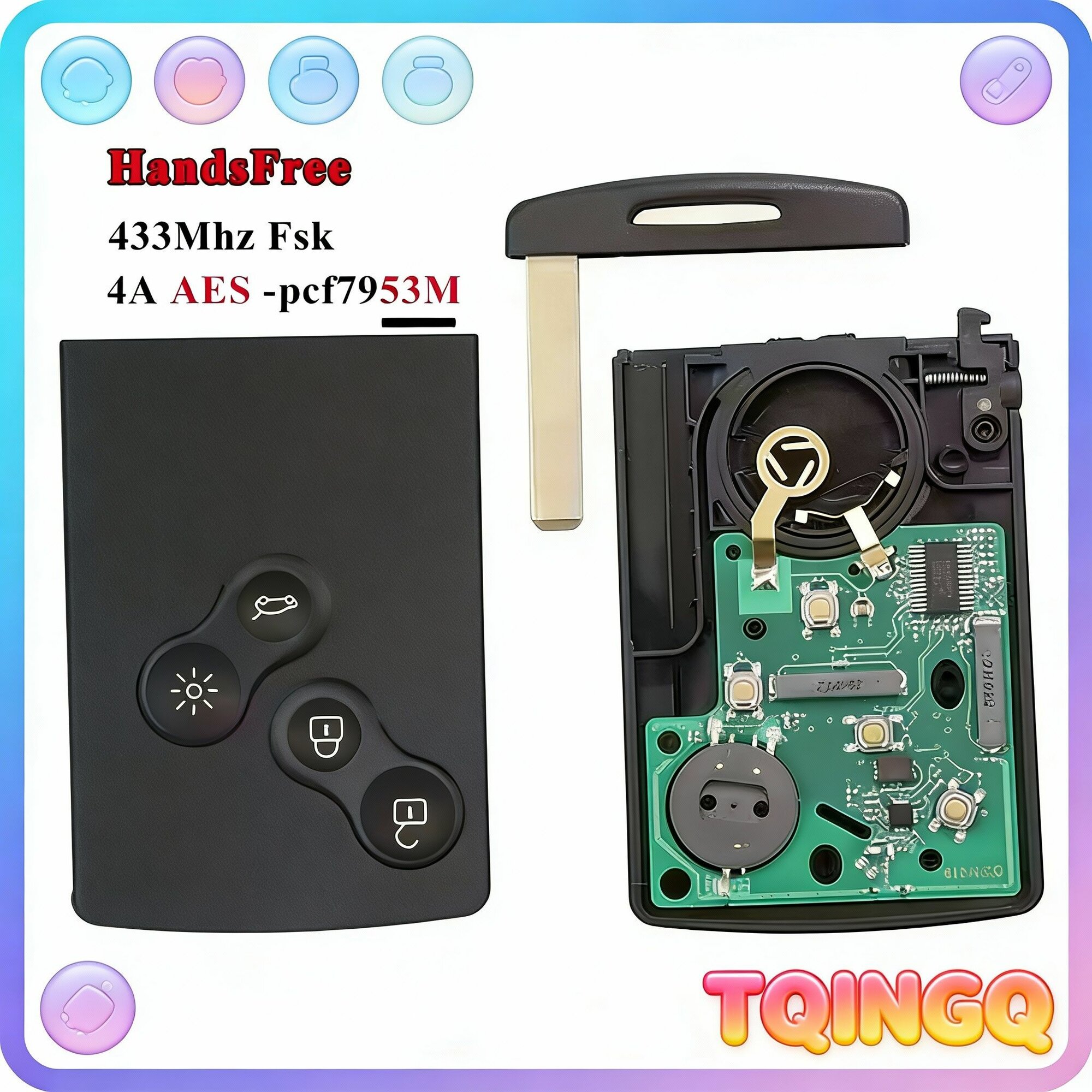 Ключ зажигания с чипом для Рено, Renault PCF7953 4A