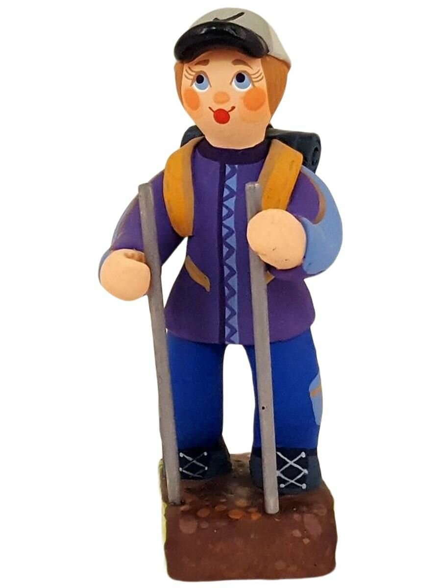 Мальчик, турист, Ковровская глиняная игрушка, ручная авторская работа