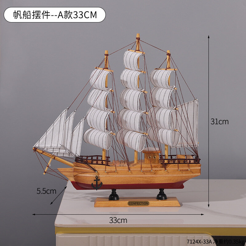 2026 Гладкий Парус Креативная Раскрашенная Маленькая Парусная Лодка Ручная Работа Деревянный Орнамент Ремесленная Модель Парусной Лодки Магазин Домашнего Декора