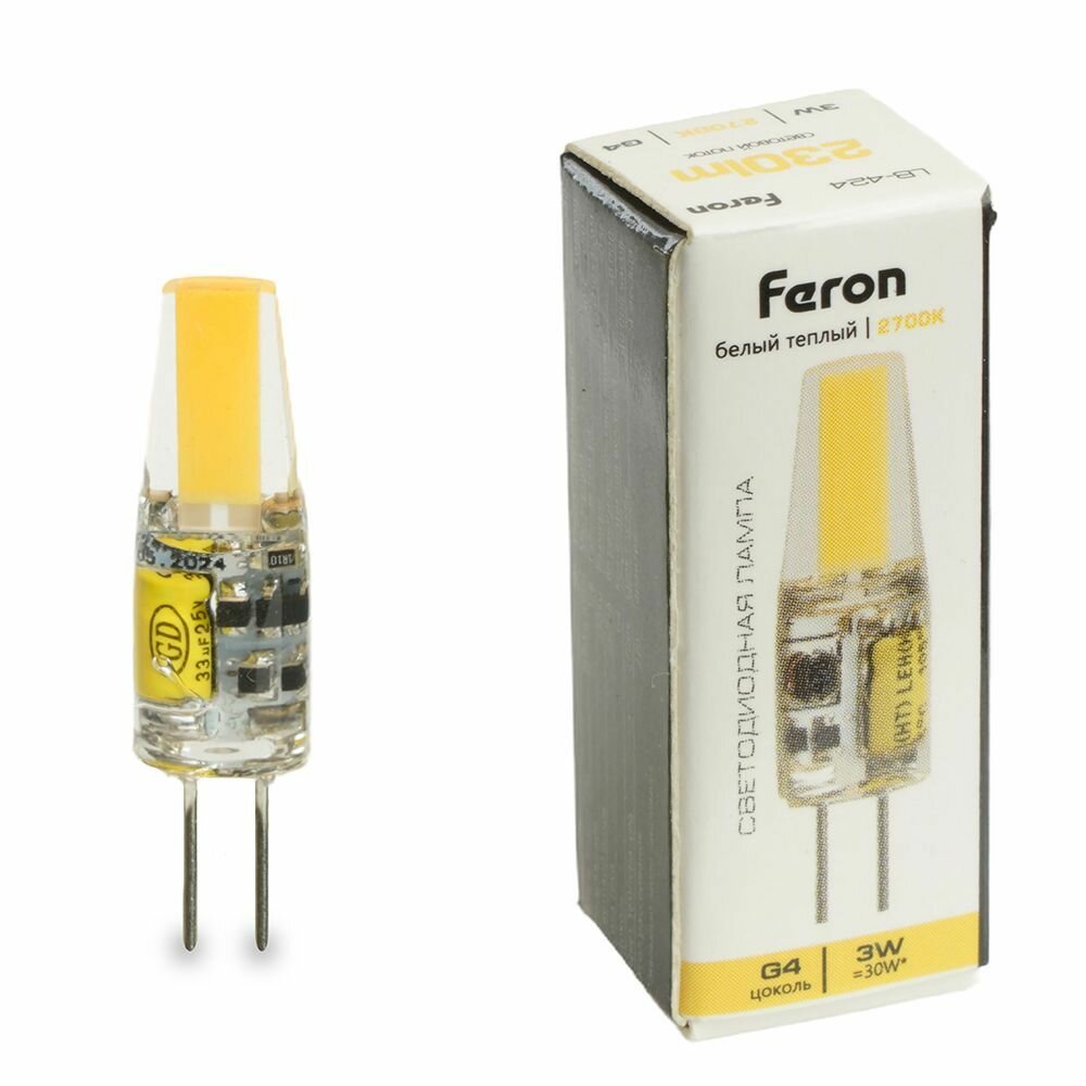 Лампа светодиодная Feron LB-424 G4 3W 12V 2700K FERON 51170