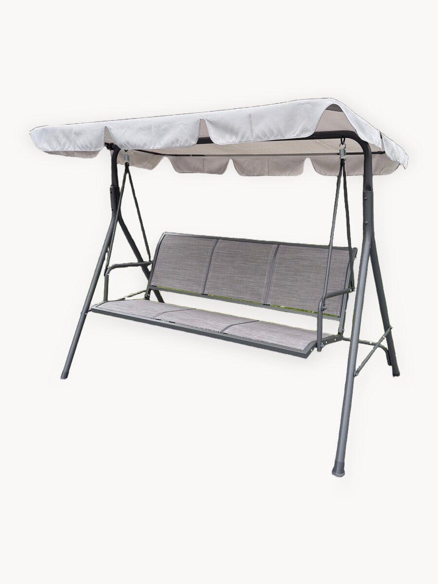 Садовые качели Full Comfort - GARDA с навесом, металлический каркас, максимальный вес - 300 кг, цвет серый