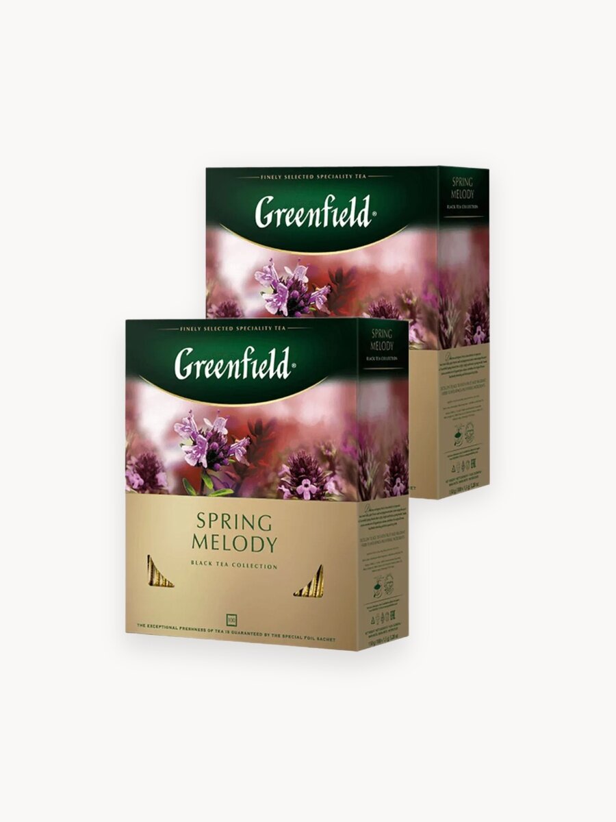 Чай черный в пакетиках Greenfield Spring Melody, 100 пак/уп (Гринфилд) х 2 шт