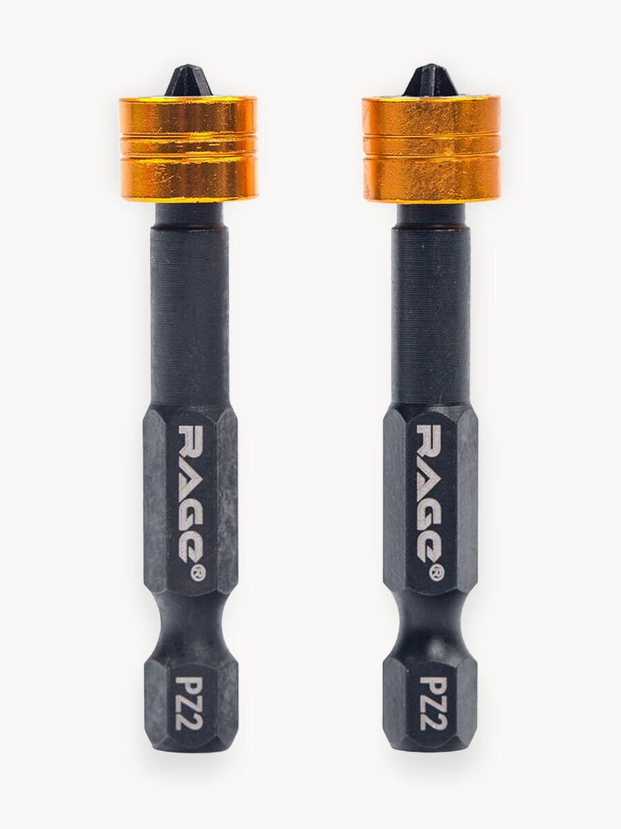 Магнитные биты с ограничителем для шуруповерта S2 PZ2 x 50 мм 2 шт RAGE by VIRA