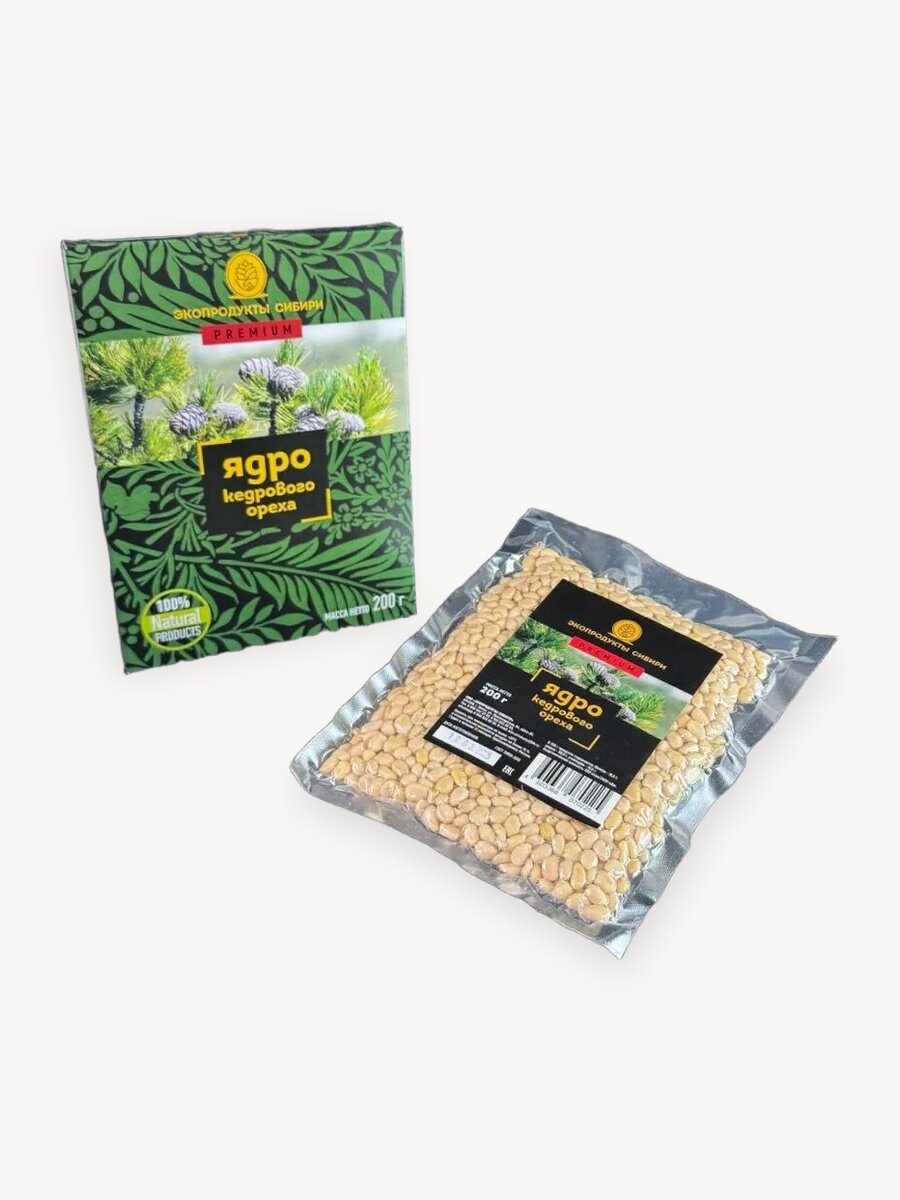 Кедровый орех очищенный PREMIUM 200 гр. Вакуумная упаковка в коробке