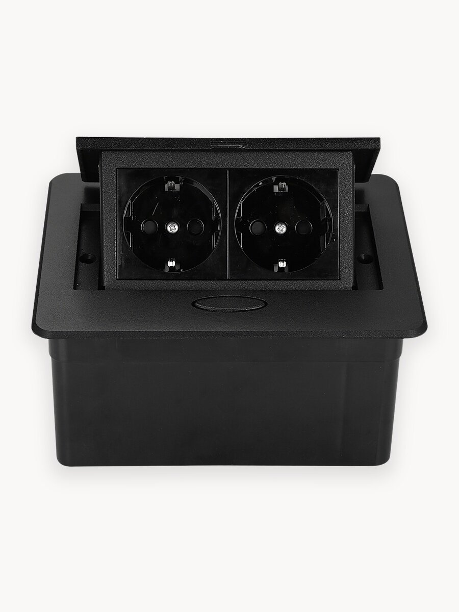 Розетка CorePort, выдвижная, 2 розетки, 250Вт, 13 А, с крышкой, черная
