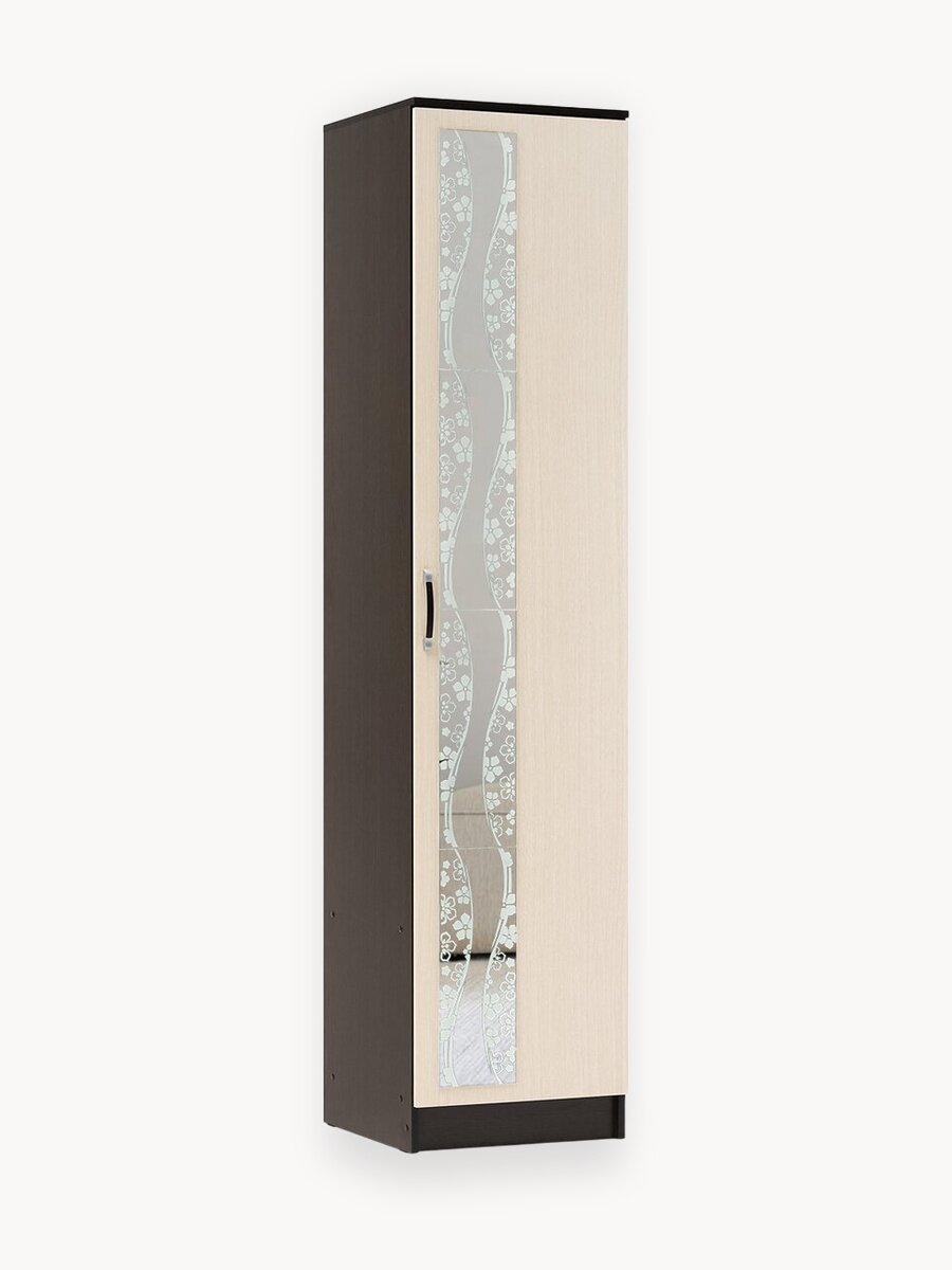 Шкаф-пенал с полками и зеркалом Нонтон Марта-15, венге / дуб белфорд, 50 см