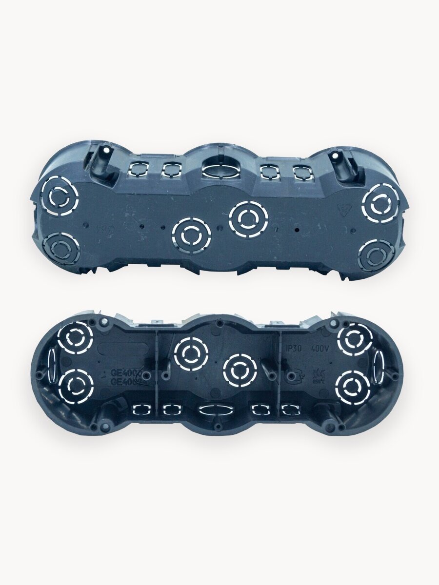 Подрозетник 3-местный Greenel (2шт) 212х70х45мм для твёрдых стен/ Коробка установочная (бетон/кирпич)