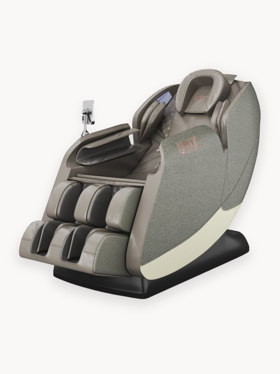 Массажное кресло UNIX Med Amelia Grey электрическое для дома, роликовый массажер для ног, плеч, шеи и спины с подогревом